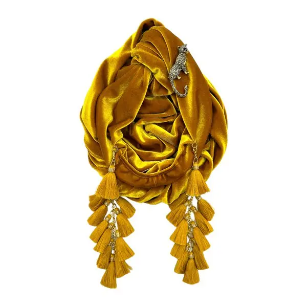 JULIA CLANCEY Chacha Velour Turban - Gold