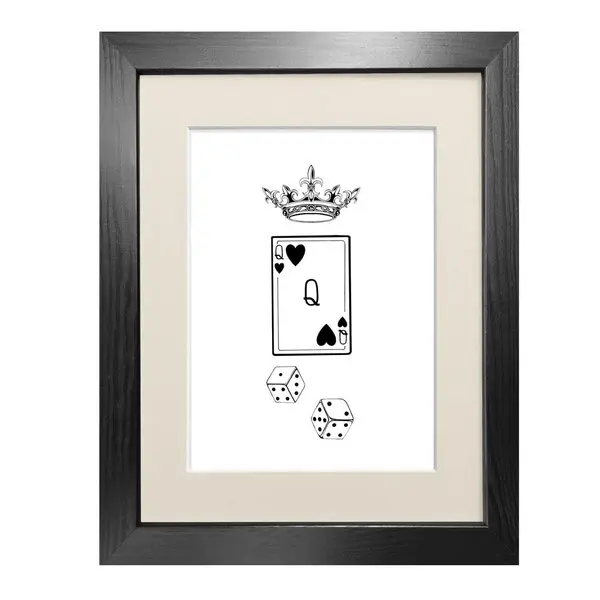 EMILY CARTER Queen Of Hearts' Fine Art Print A4 - Black
