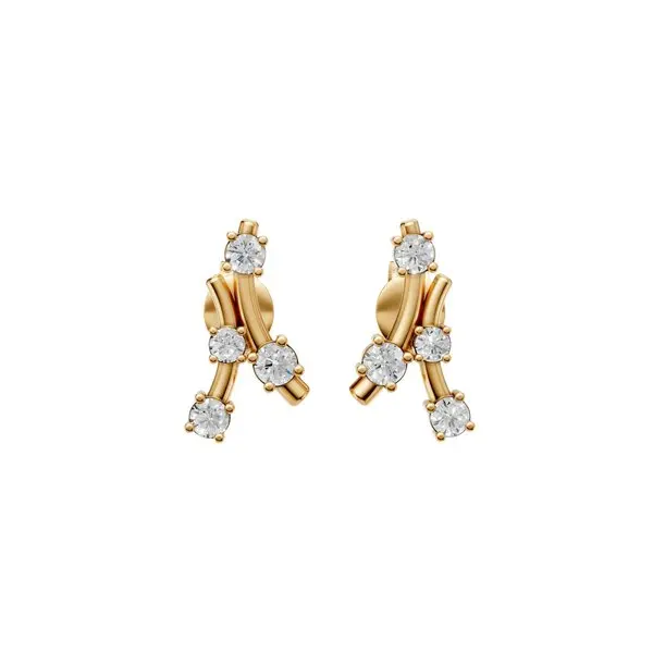 AYA FINE JEWELRY Round Lab Grown Diamond Curved Climber Stud Earrings - Yellow