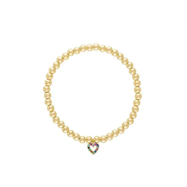 OLIVIA LE Rainbow Pave Heart Charm Bracelet - Gold