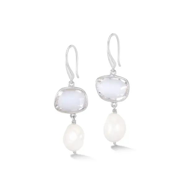 DOWER & HALL Rock Crystal And Pearl Drop Earrings - Silver