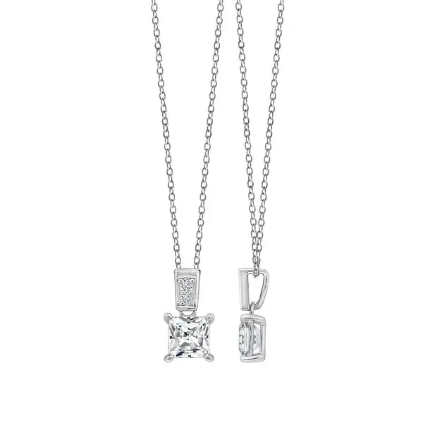 DIAMONBLISS Swarovski Zirconia Princess Cut Pendant Necklace - White