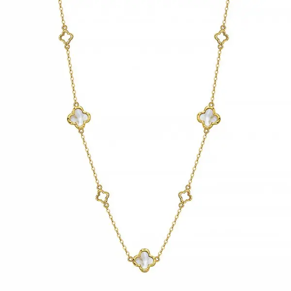 SHADED THE LABEL Fiadh Pearl Clover Necklace - Gold
