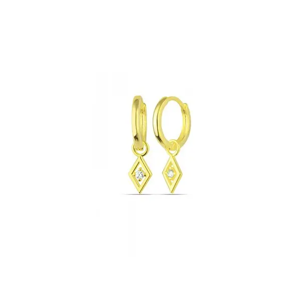 SPERO LONDON Sterling Silver Rhombus Drop Earrings - Gold