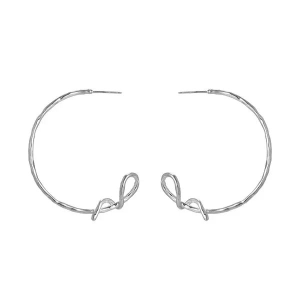 EVERY WAVE Ribbon Bold Twist Hoop Earrings - Silver