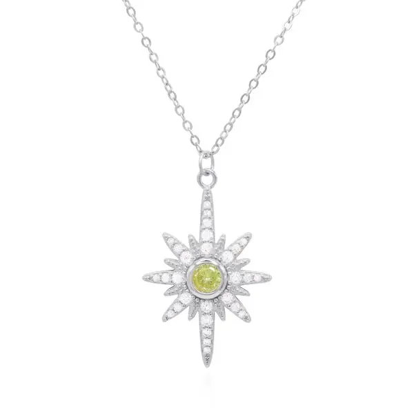 LUNA CHARLES Heidi North Star August Birthstone Necklace - Silver