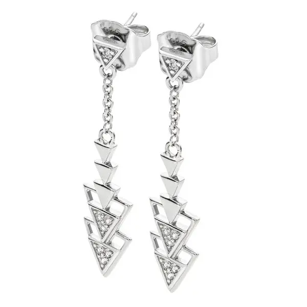 LUCY QUARTERMAINE Art Deco Triangle Drop Earrings - Silver