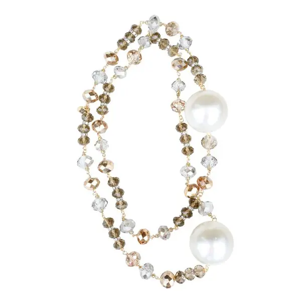 TAYLOR REESE Gold-tone Crystal And Pearl Long Strand Necklace - Gold/white