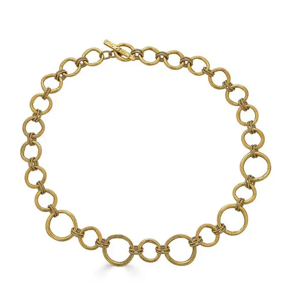 LONI PAUL JEWELRY Sculpted Circle Link Necklace - Gold