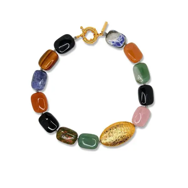 JAREDJAMIN Earthen Elegance Gemstone Necklace - Brown/orange/yellow