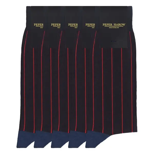 PEPER HAROW - MADE IN ENGLAND Pin Stripe Socks Bundle - Black