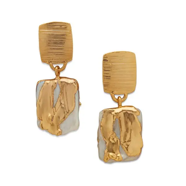 DHWANI BANSAL Zuri Drop Earrings With Baroque Pearls - Gold