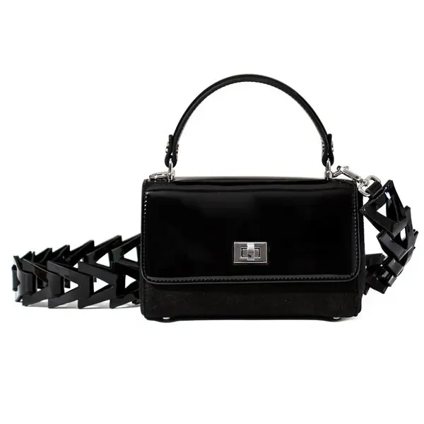 JURGI BRAND Patent Leather & Suede Lili Top Handle Bag