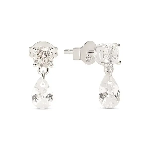 ESTERAH Mini Cz Drop Stud Earrings - Silver