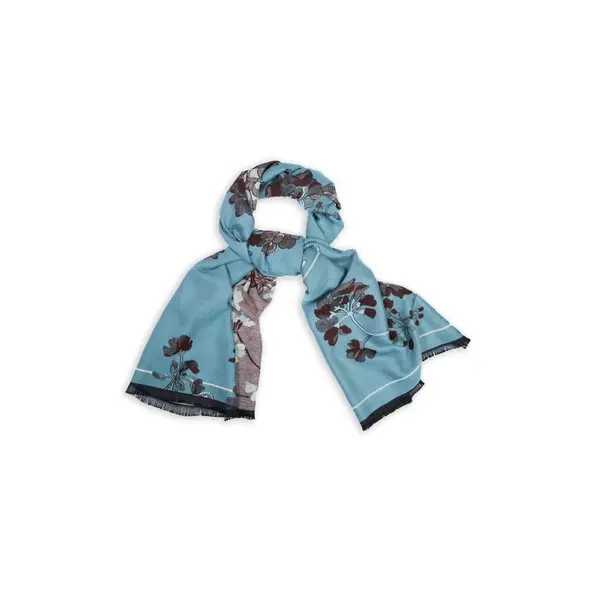 Saachi Marigold Bloom Reversible Scarf - Blue