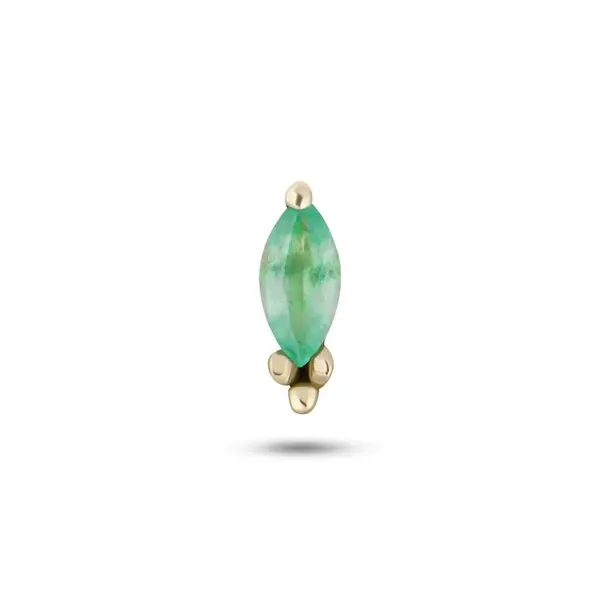 ZOHREH Emerald Marquise Beaded Flat Back 9k Gold Earring - Green