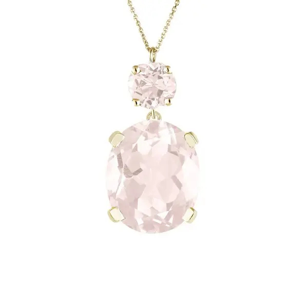 AUGUSTINE JEWELS Rose Quartz Drop Necklace - Pink/gold