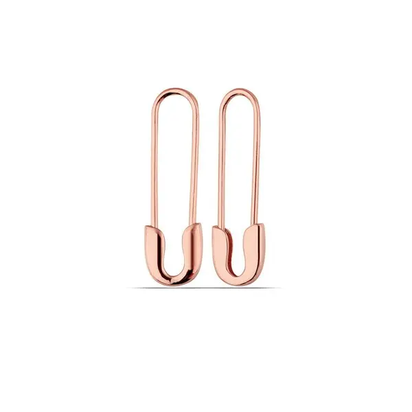SPERO LONDON Sterling Silver Safety Pin Earrings - Rose Gold
