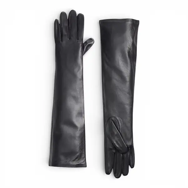 HIGH HEEL JUNGLE BY KATHRYN EISMAN Florence Lambskin Leather Opera Gloves - Black