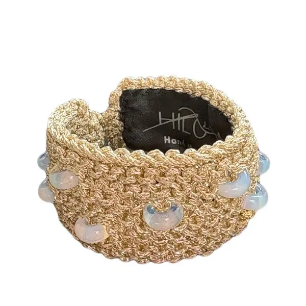 HILO DE MAR Cute Narrow Bracelet With White Crystals - Gold