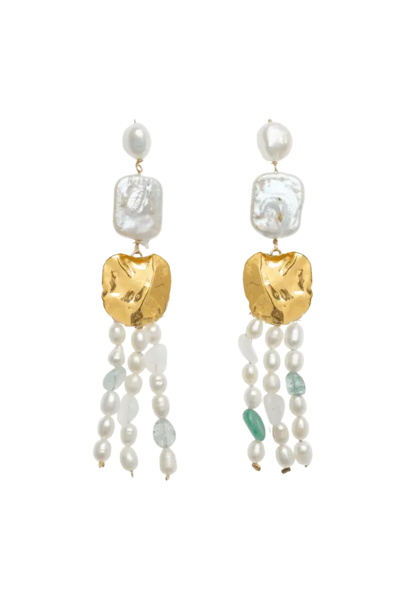 LAVANI JEWELS Juno Pearl Dangle Earrings - White