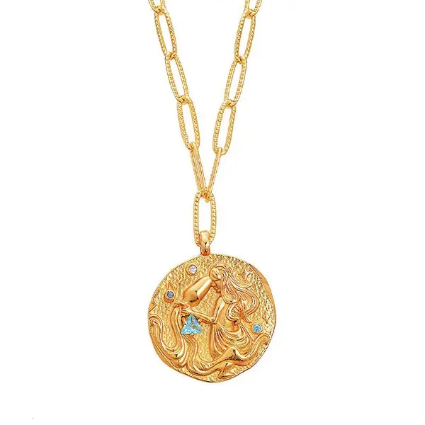 AUROZIA Constellations Aquarius Double-sided Coin Necklace - Gold