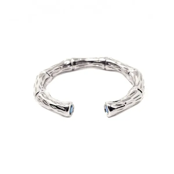 NASI SILVER Bamboo Stacking Ring With Blue Topaz - Blue/gray