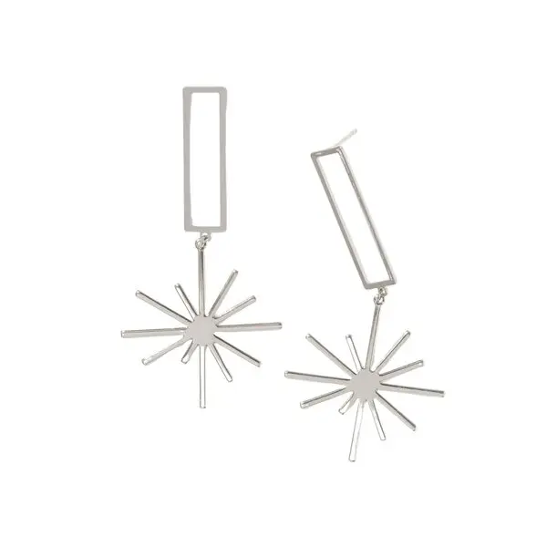 SAHARAS ESSENTIALS Star Statement Drop Earrings - Silver