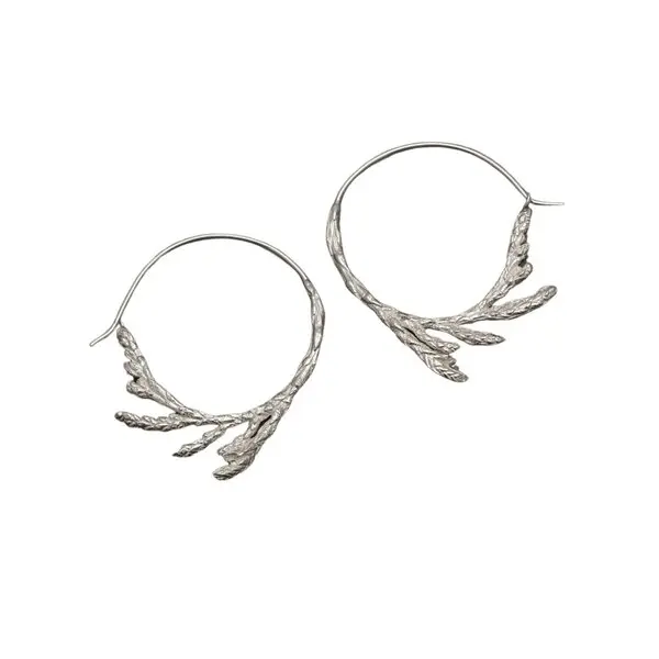 ZULA JEWELRY + DESIGN Sacred Cedar Hoop Sterling Earrings - Silver