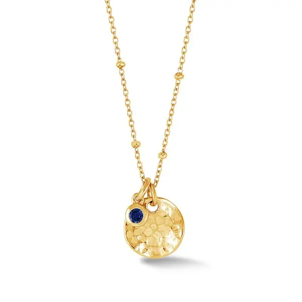 DOWER & HALL Hammered Disc & Sapphire Pendant Necklace - Gold/blue