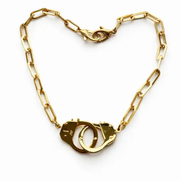 JAGGED HALO JEWELRY Love Bond Handcuff Chain Necklace - Gold