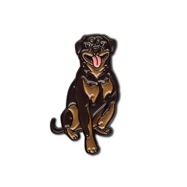 MAKE HEADS TURN Rottweiler Dog Enamel Pin - Black/brown