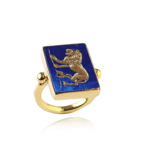 ECE LONDON The Nemean Lion Ring - Gold/blue