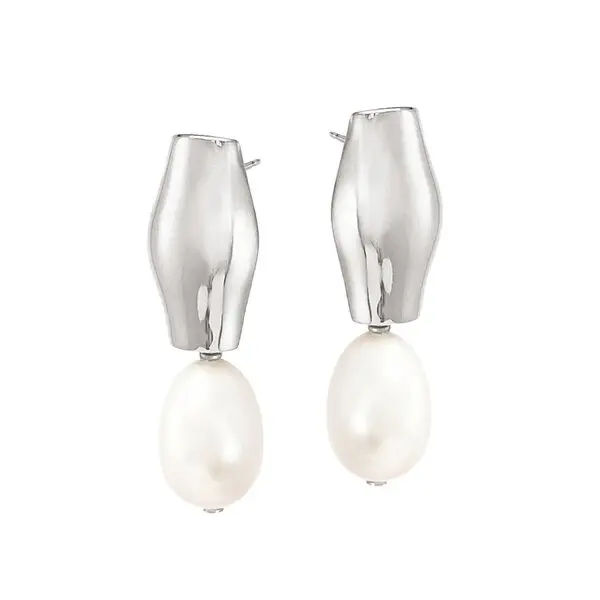 BIKO Amphora Pearl Stud Earrings - Silver