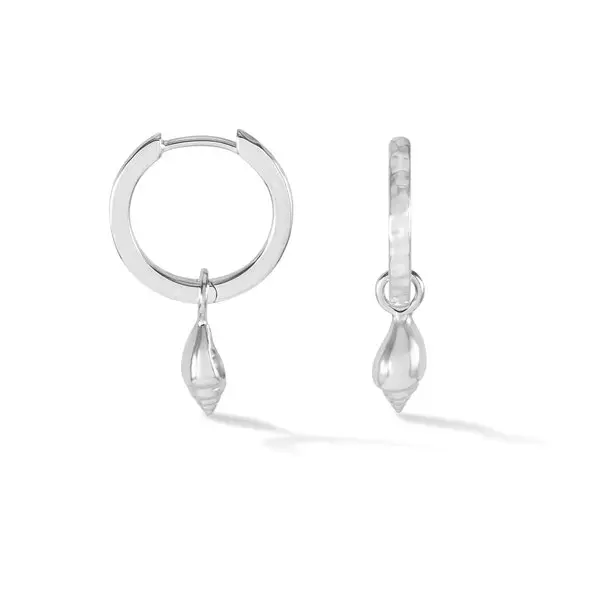 DOWER & HALL Seashell Huggie Hoop Earrings - Silver