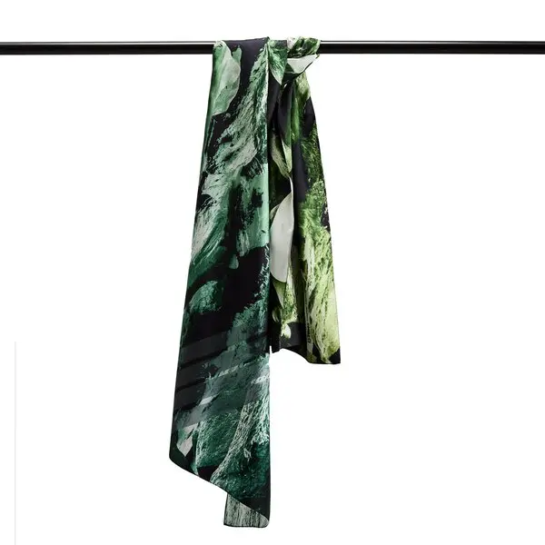 ESSENTY-PARIS Harmony In Motion Design French Twill Silk Scarf - Green