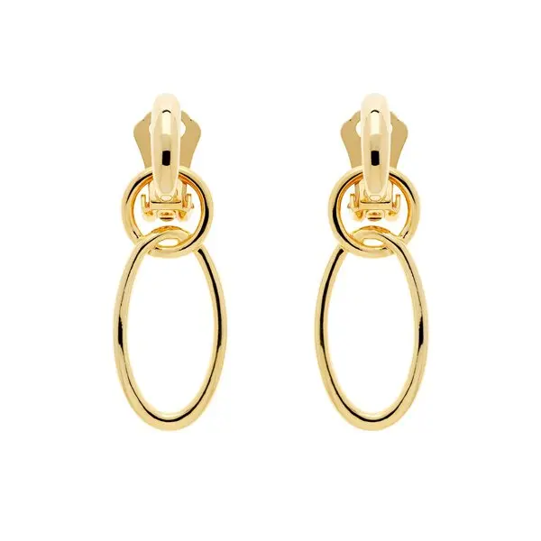 EMMA HOLLAND JEWELLERY Plated Double Hoop Clip On Earrings - Gold