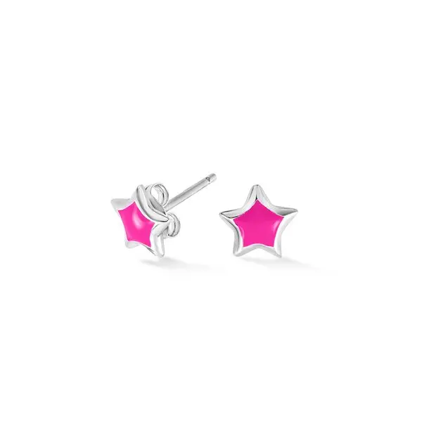 DOWER & HALL Star Stud Earrings - Silver/pink