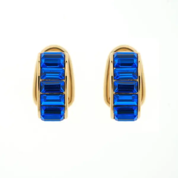 EMMA HOLLAND JEWELLERY Sapphire Baguette Crystal Clip Earrings - Blue