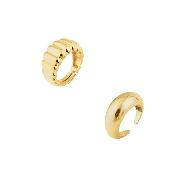 SPERO LONDON Multi Dished Sterling Silver Ring Stacking Set - Gold