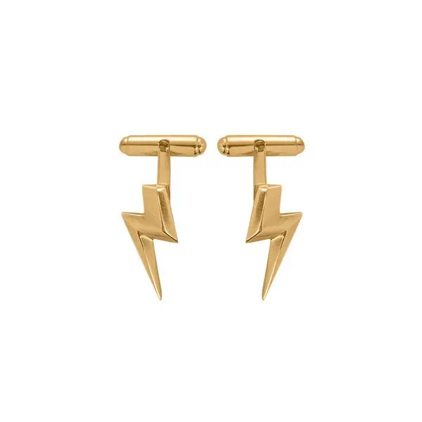 EDGE ONLY 3d Flat Top Lightning Bolt Cufflink 18ct Vermeil - Gold