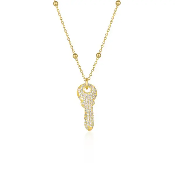 SPERO LONDON Key Pendant Beaded Chain Necklace - Gold