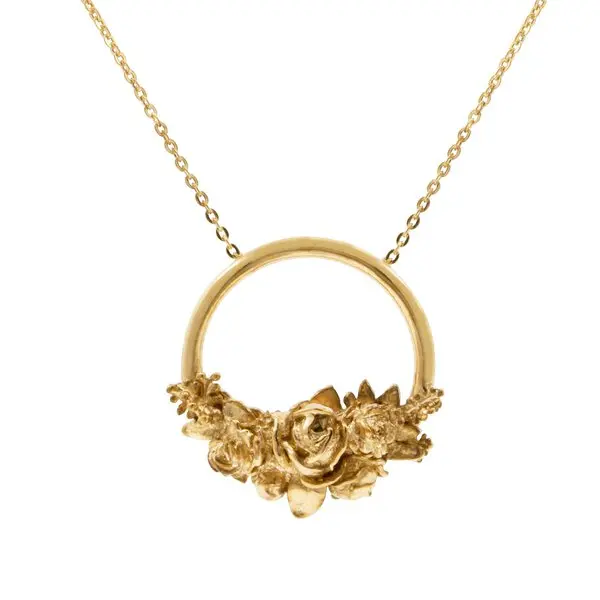 LEE RENEE Rose Halo Pendant Necklace - Gold