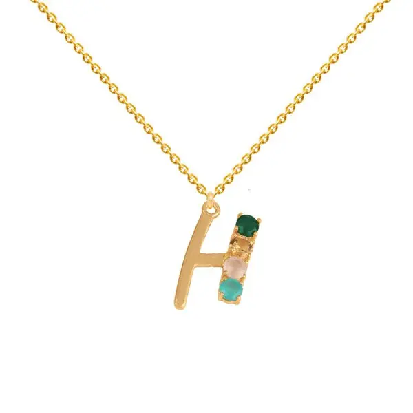 LAVANI JEWELS Initial 'h' Pendant Necklace - Yellow