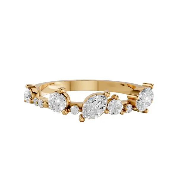 AYA FINE JEWELRY 0.66 Ctw Curved Multi-shape Lab-grown Diamond Ring In 14k Gold - Yellow