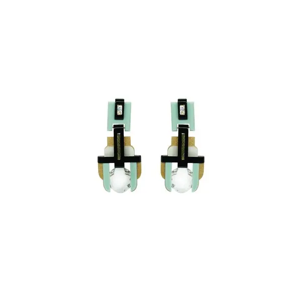 GISSA BICALHO Deco Round Stone Earrings - Green
