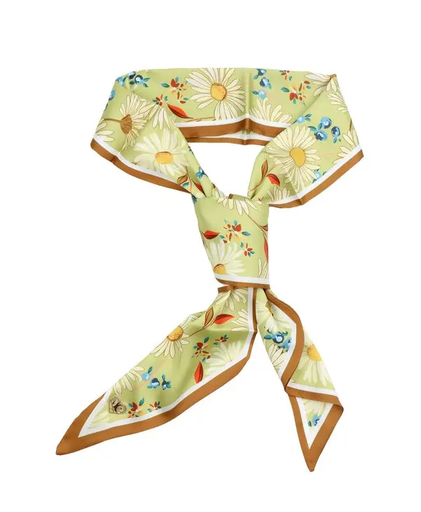 MISS CICCONI Brigitte Silk Hair Tie - Green/brown