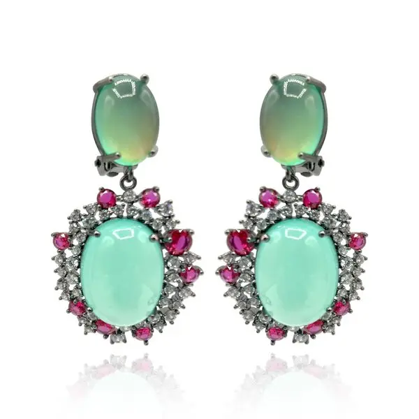 MICHAEL NASH JEWELRY Amedea Clip-on Earrings With Opal Glass, Ruby, And Crystal - Green