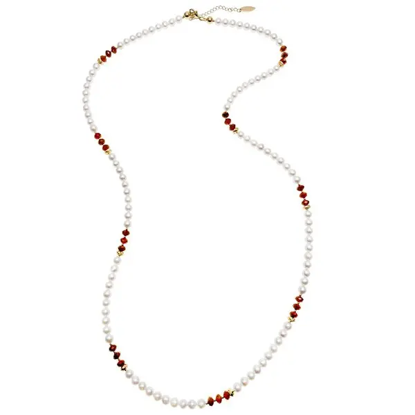 FARRA Freshwater Pearl And Garnet Necklace - Orange