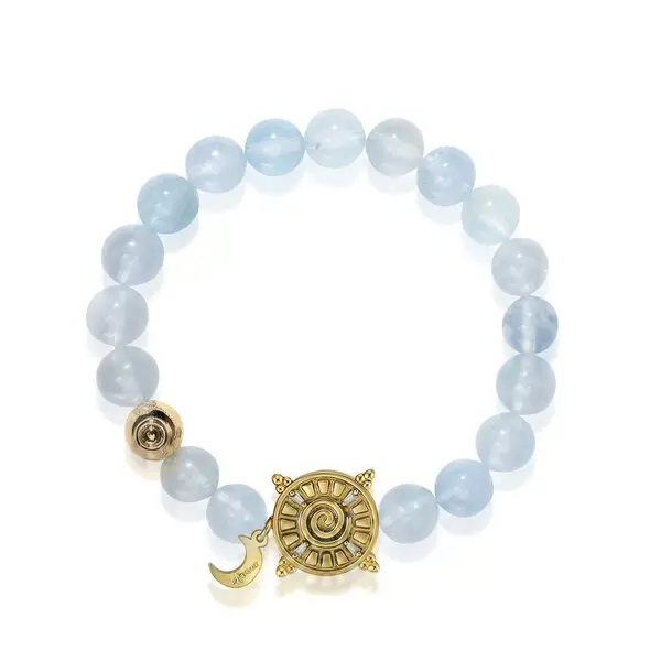 AUROZIA Solar Meridian Aquamarine Beaded Bracelet - Blue/gold